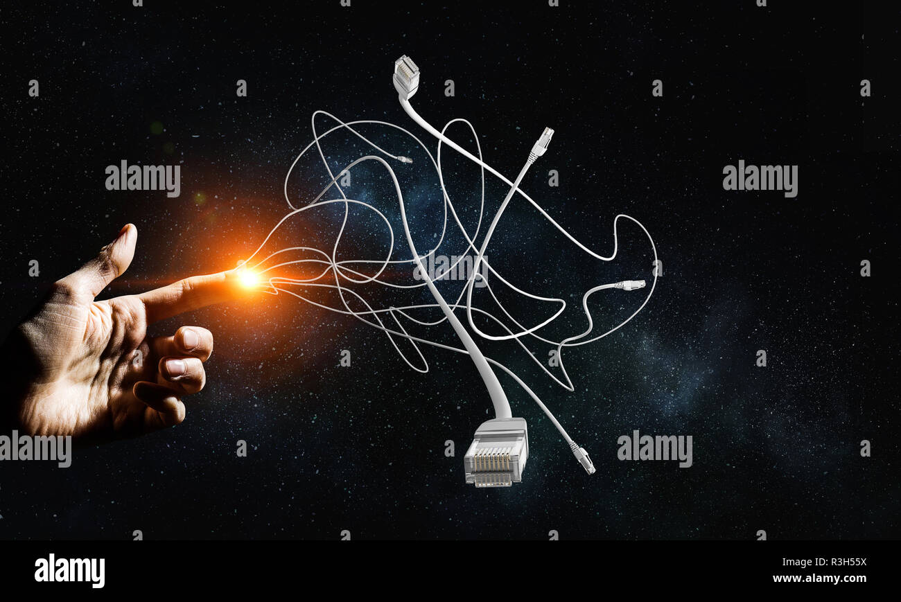 Wire Internet connection Stock Photo - Alamy