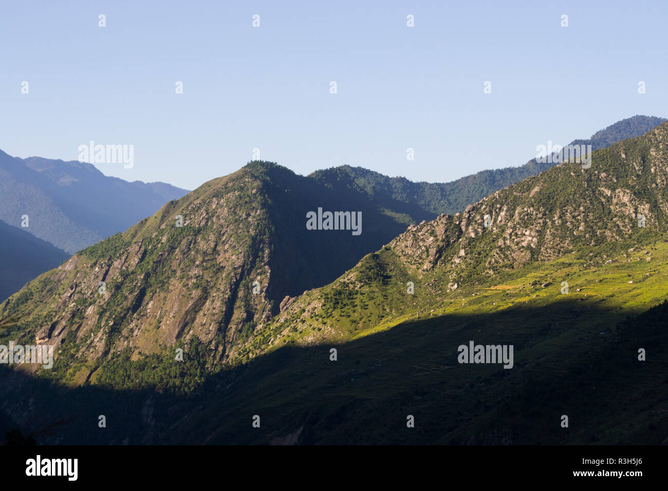 Tamang Heritage Trail, Nepal. View of Himalayan foothills during ...