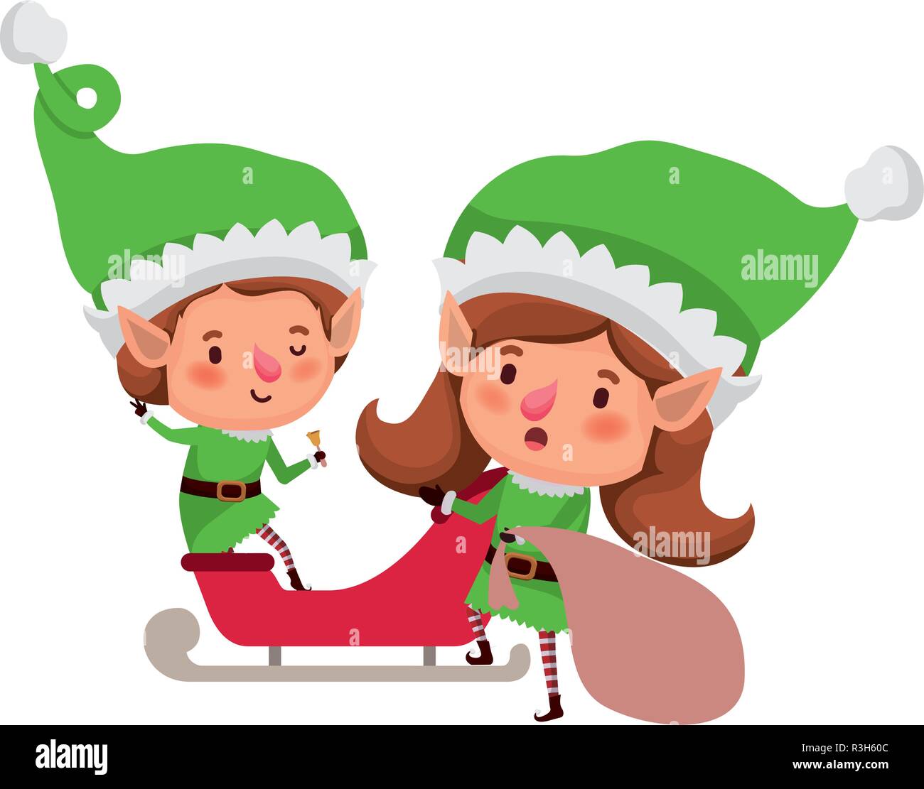 elf couple with sleigh avatar chatacter Stock Vector Image & Art - Alamy