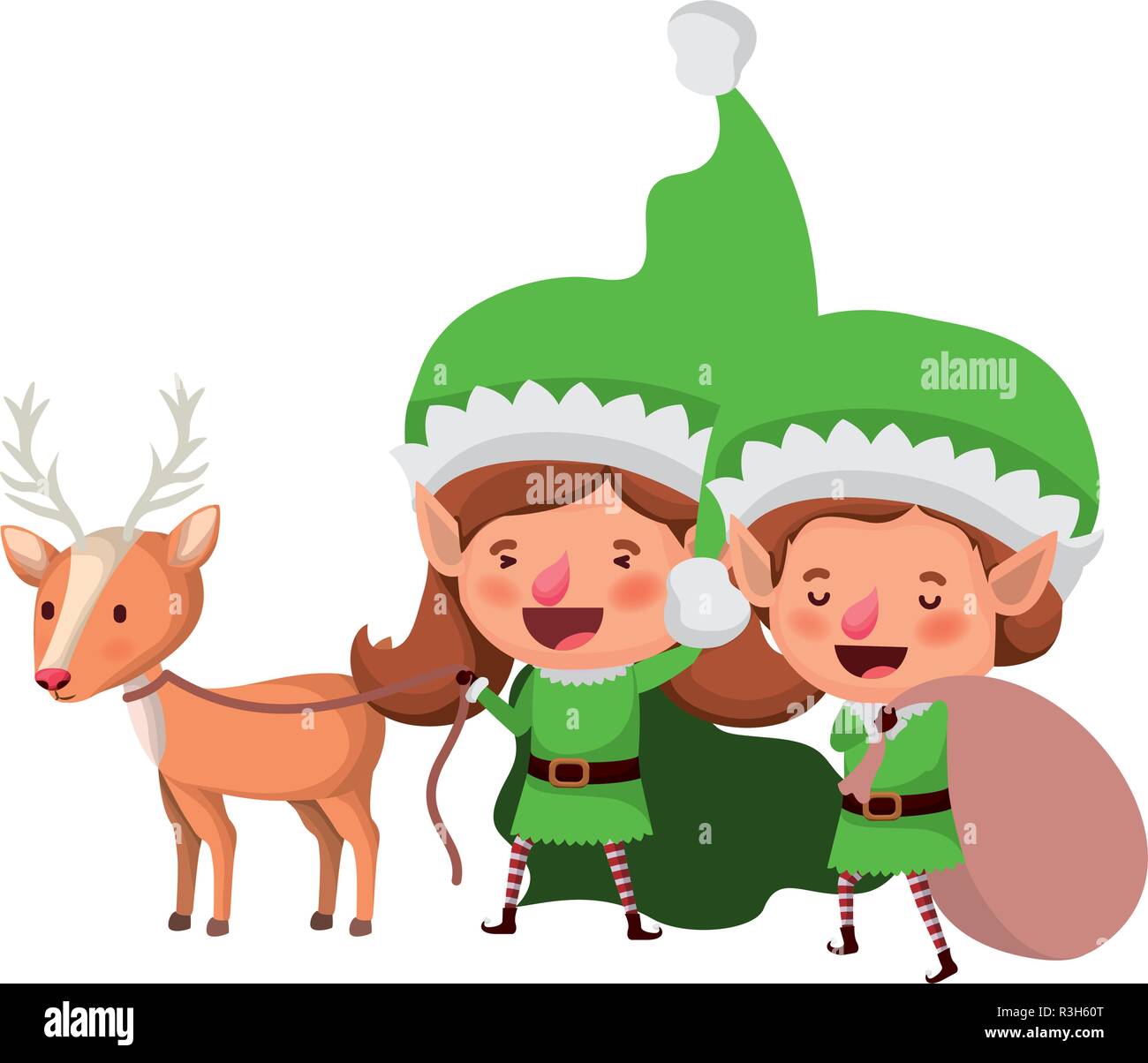 elf couple with reindeer avatar character Stock Vector Image & Art - Alamy