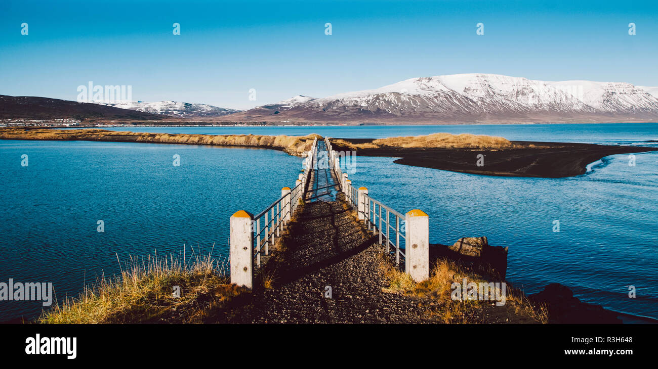 Icelandic lonely road in wild territory with no one in sight Stock ...