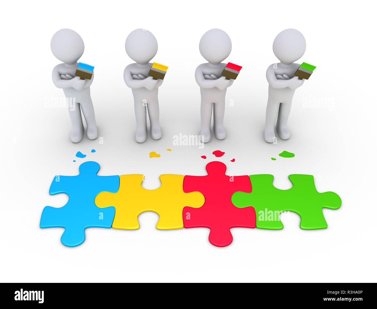 Four pieces puzzle connected together hi-res stock photography and ...