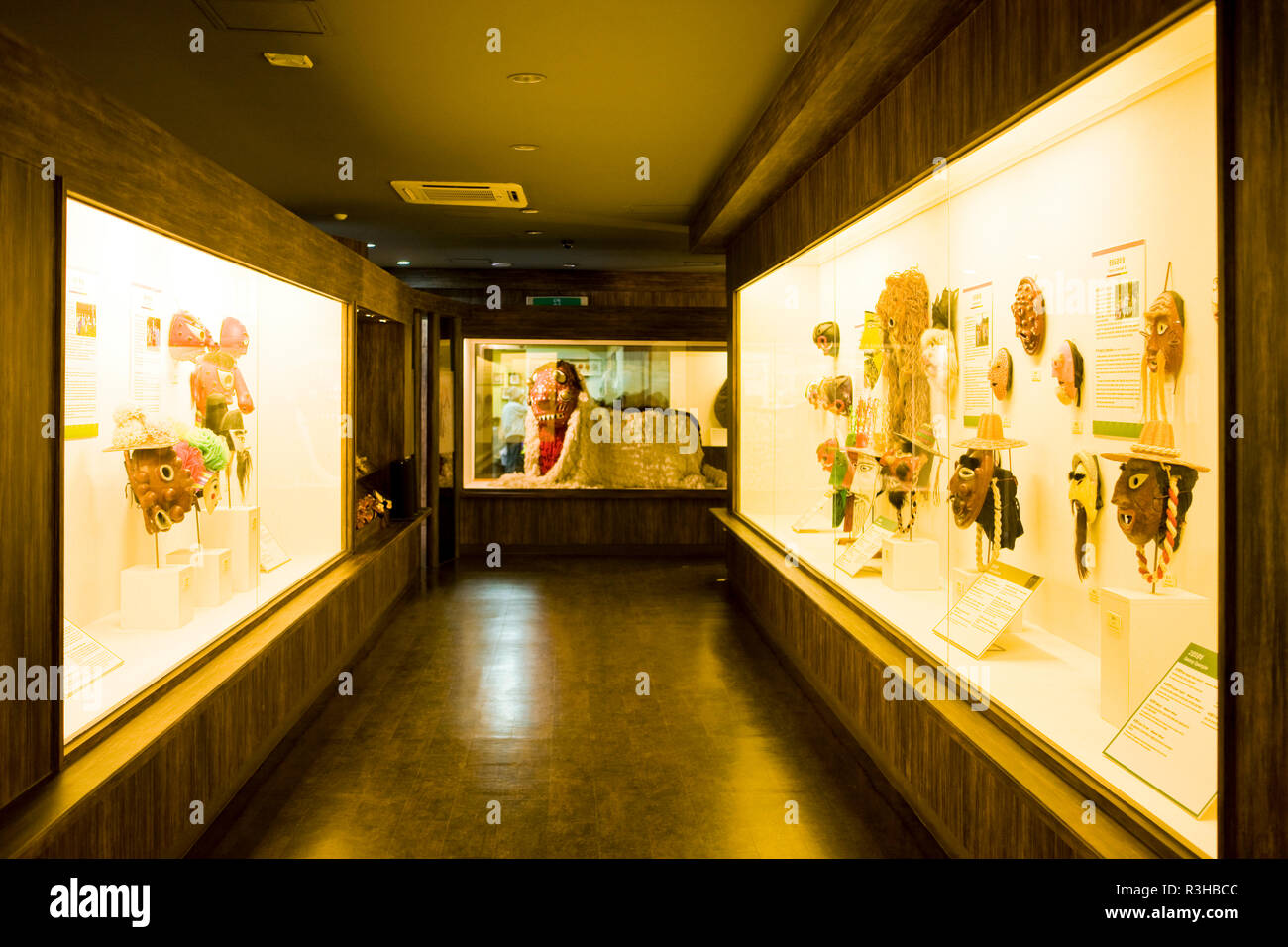 Korean traditional wooden masks display in tal museum, Hahoe Village in ...