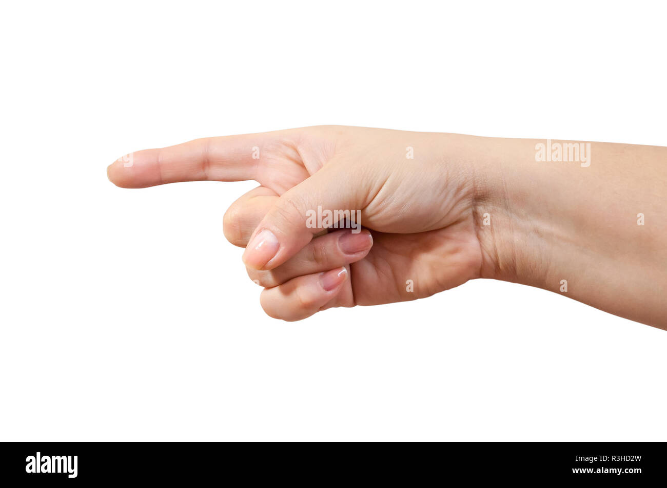pointing hand on white background Stock Photo - Alamy