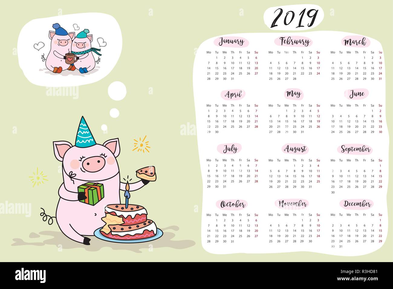 2019 calendar template Stock Vector Images - Alamy