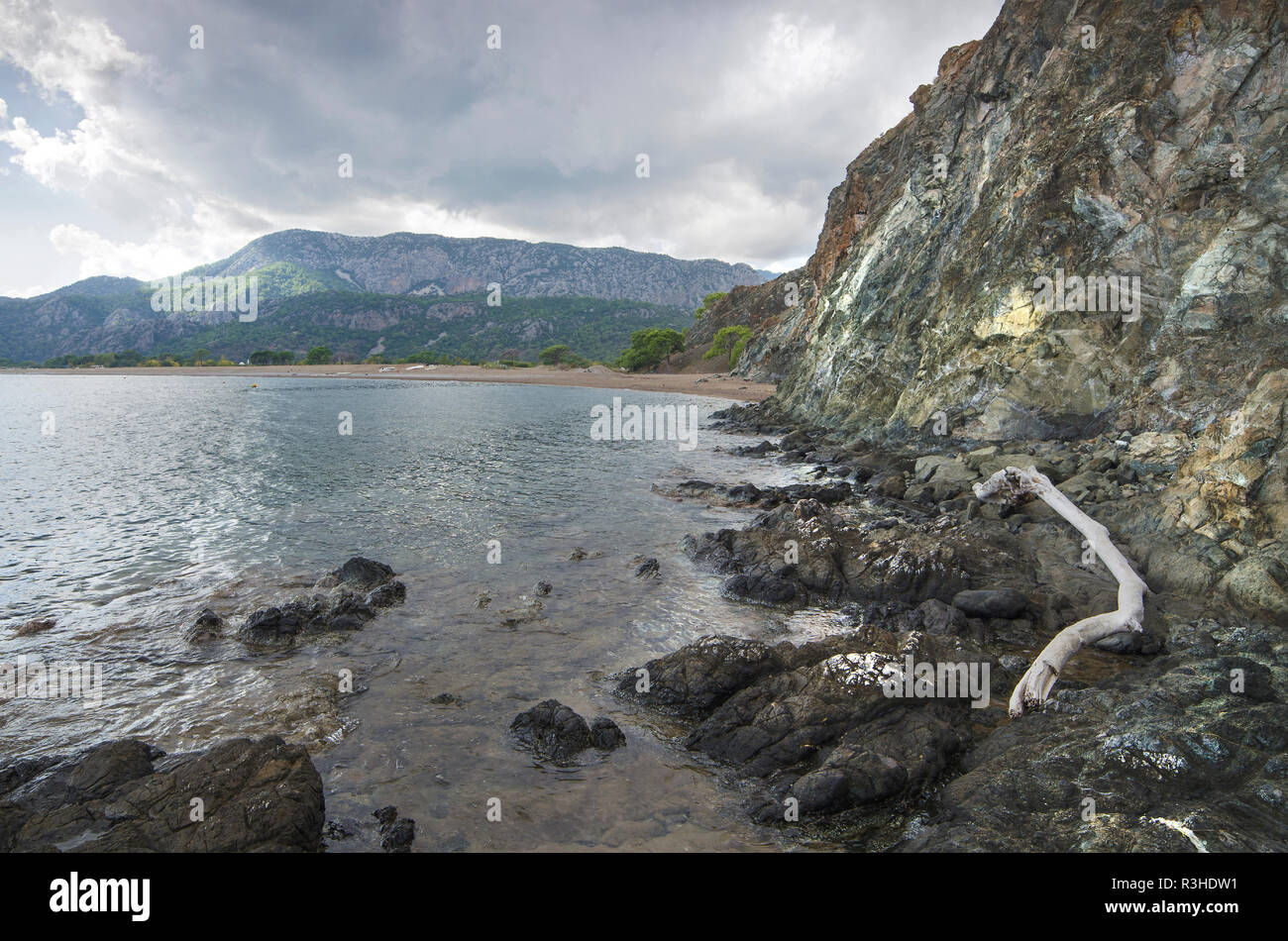 Pebble beach in Turkey on the Mediterranean coast Stock Photo - Alamy
