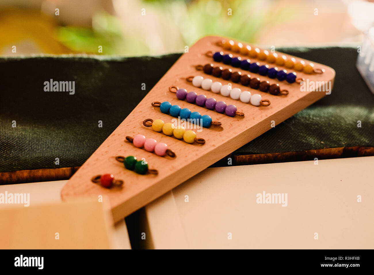 Geometry and mathematics materials in a Montessori classroom Stock ...