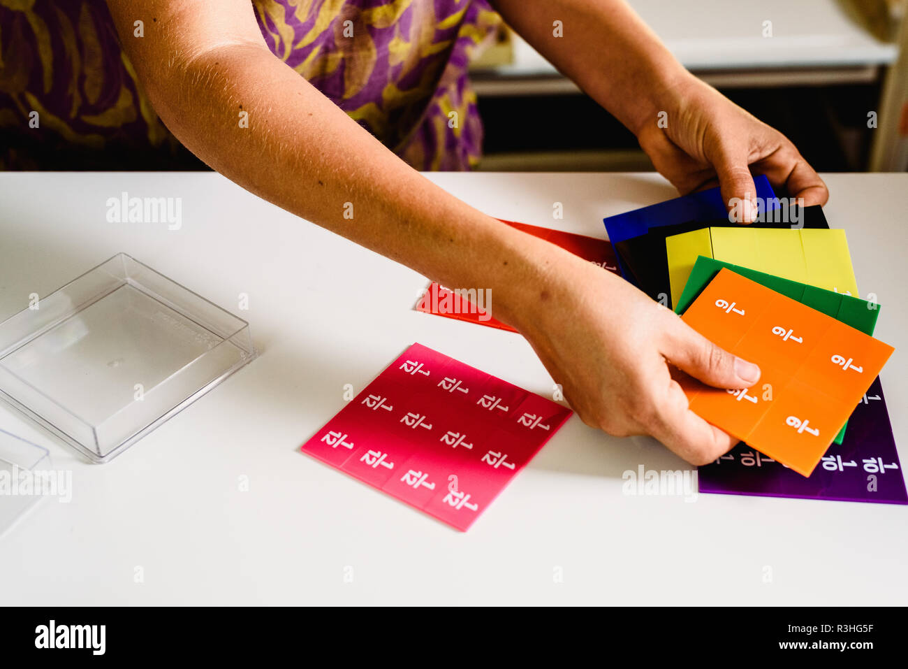 Geometry and mathematics materials in a Montessori classroom Stock ...