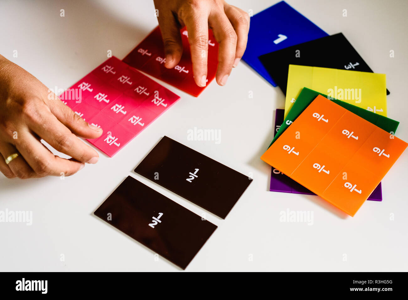 Geometry and mathematics materials in a Montessori classroom Stock ...