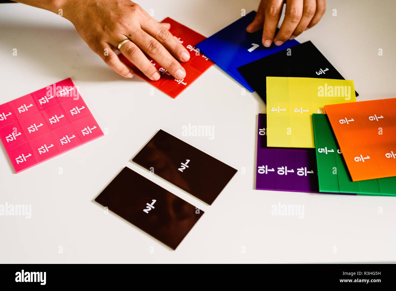 Geometry and mathematics materials in a Montessori classroom Stock ...