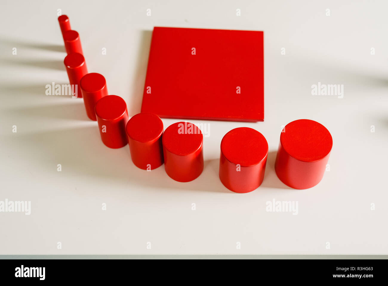 Geometry and mathematics materials in a Montessori classroom Stock ...