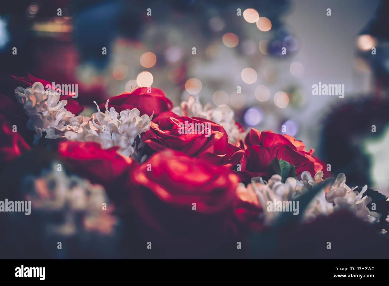 Artificial Roses flower bouquest background in vintage style Stock ...