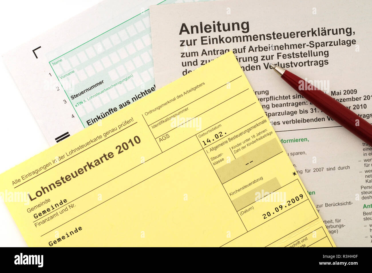 tax card / income tax card Stock Photo - Alamy