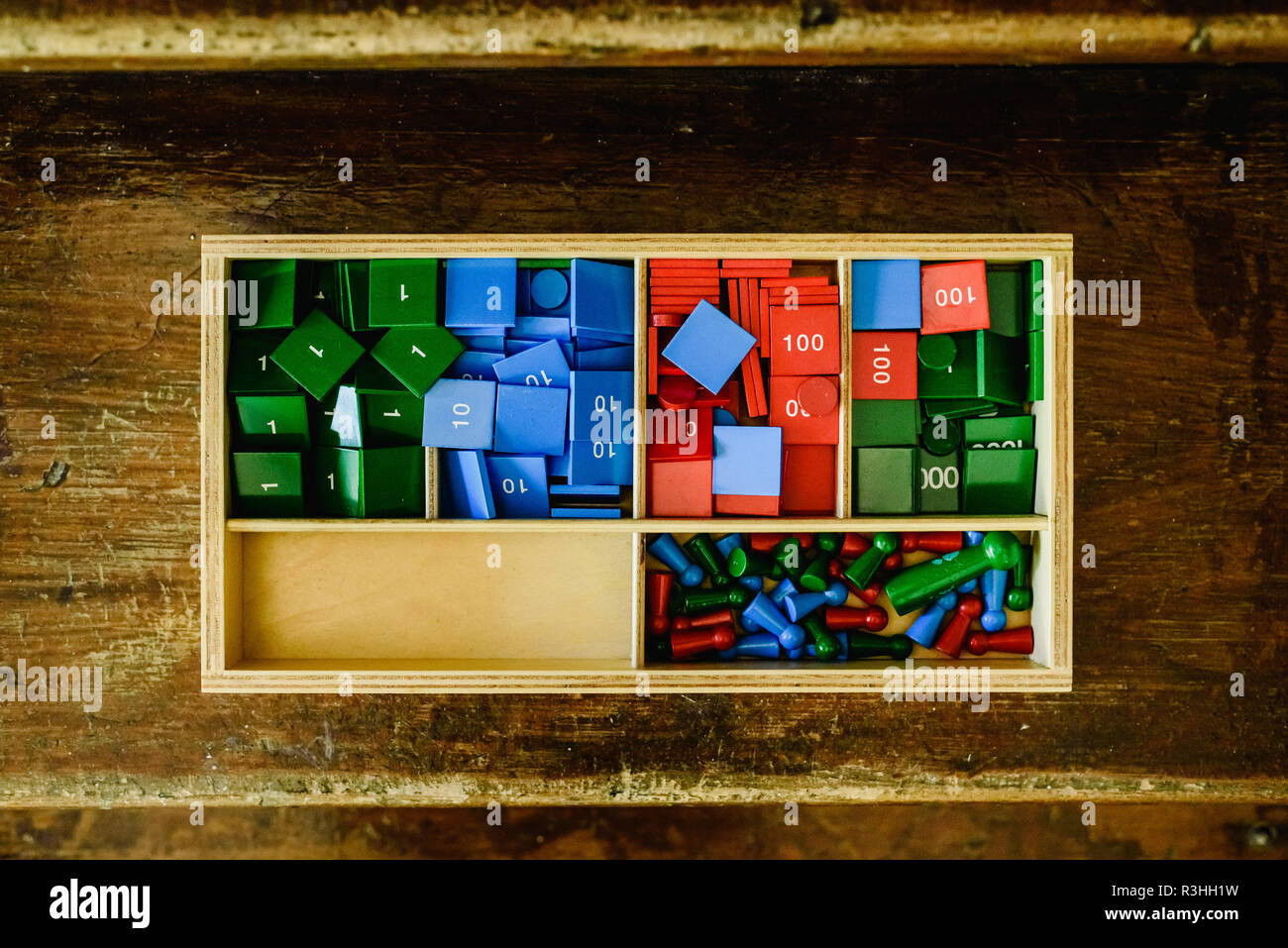 Wooden box with numbers to teach mathematics Stock Photo - Alamy