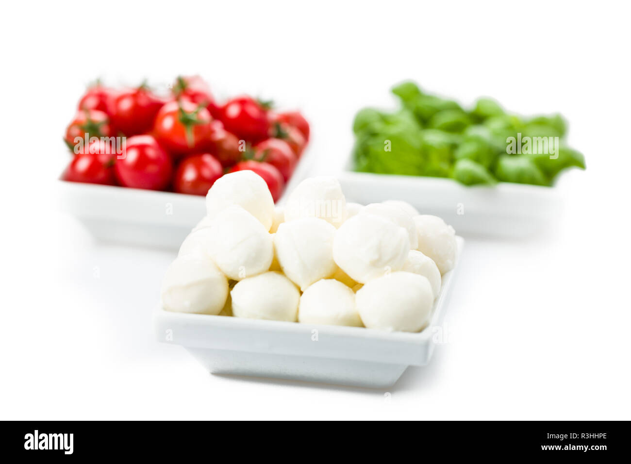 Fresh basil tomatoes salt Cut Out Stock Images & Pictures - Alamy