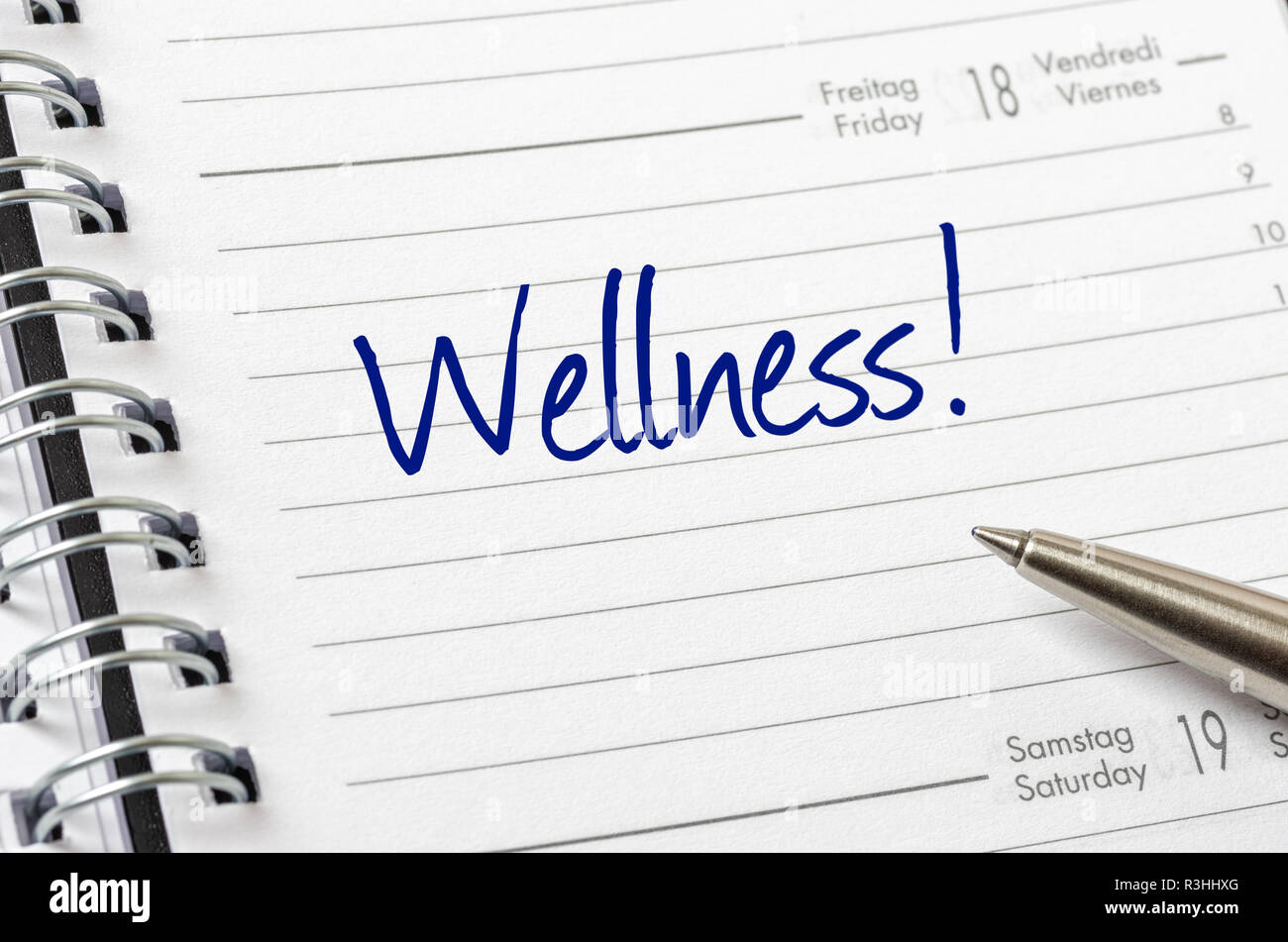 appointment calendar with the entry wellness Stock Photo - Alamy