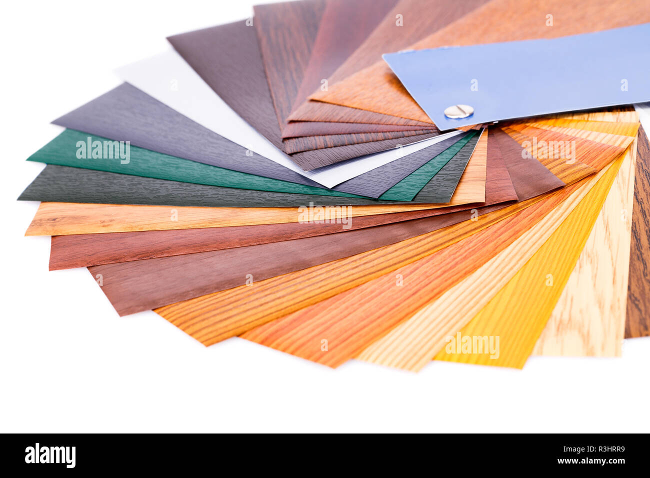 Wood coating color samples on white background Stock Photo - Alamy