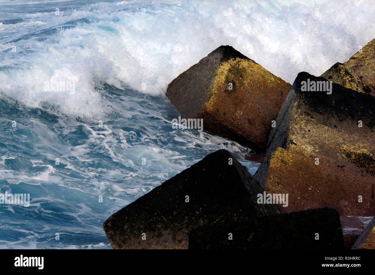 concrete blocks as bank protection Stock Photo - Alamy