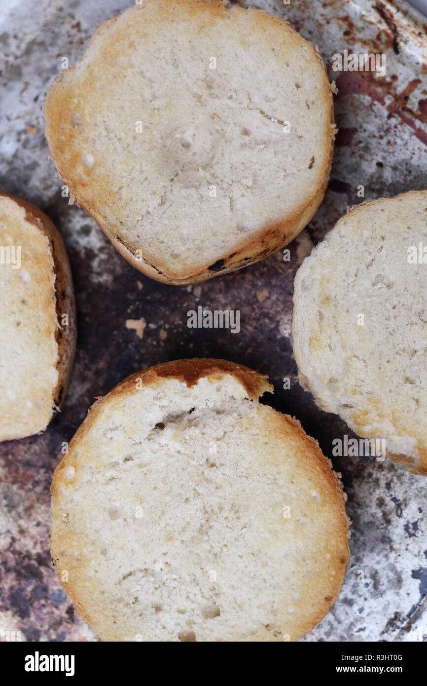 Toasted halves of bread rolls Stock Photo - Alamy