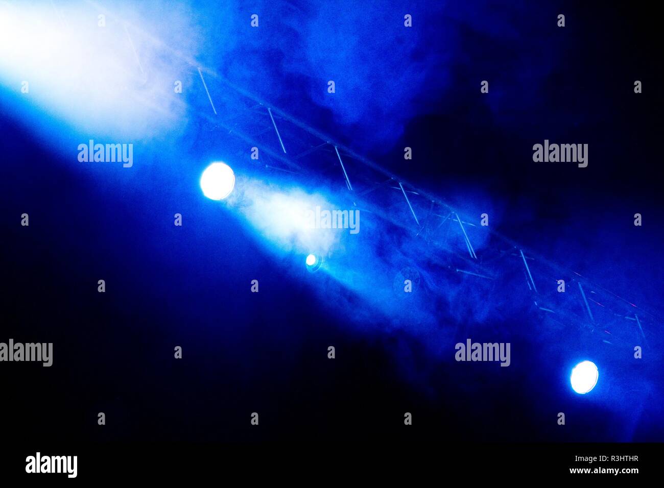 stage light with blue fog Stock Photo - Alamy