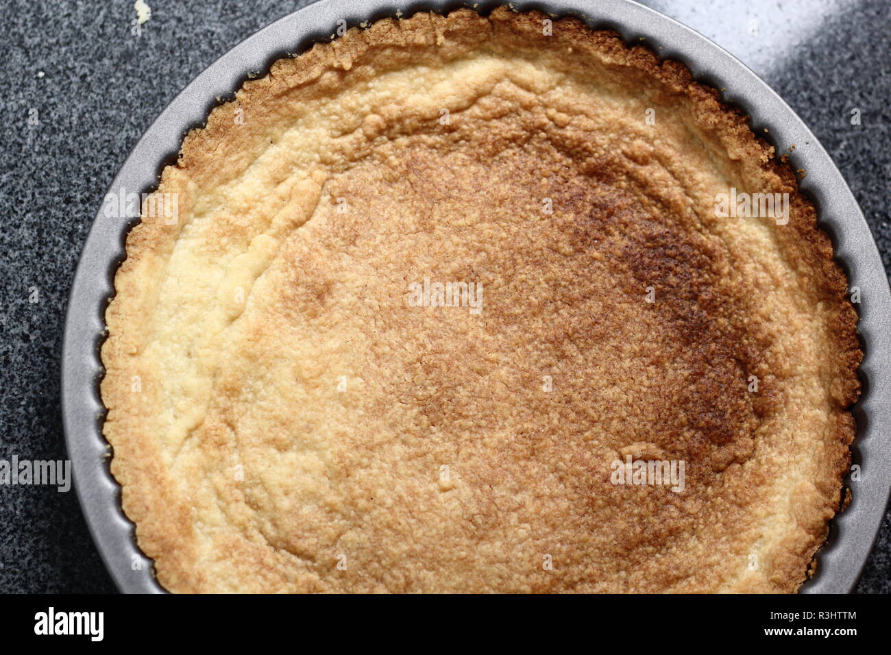 Freshly Baked Tart Base in Tin. Making Boston Banoffee Pie Stock Photo ...