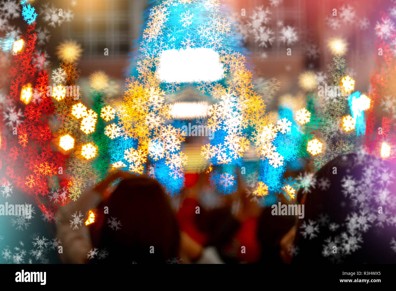 Christmas Light show and Blur people Stock Photo - Alamy