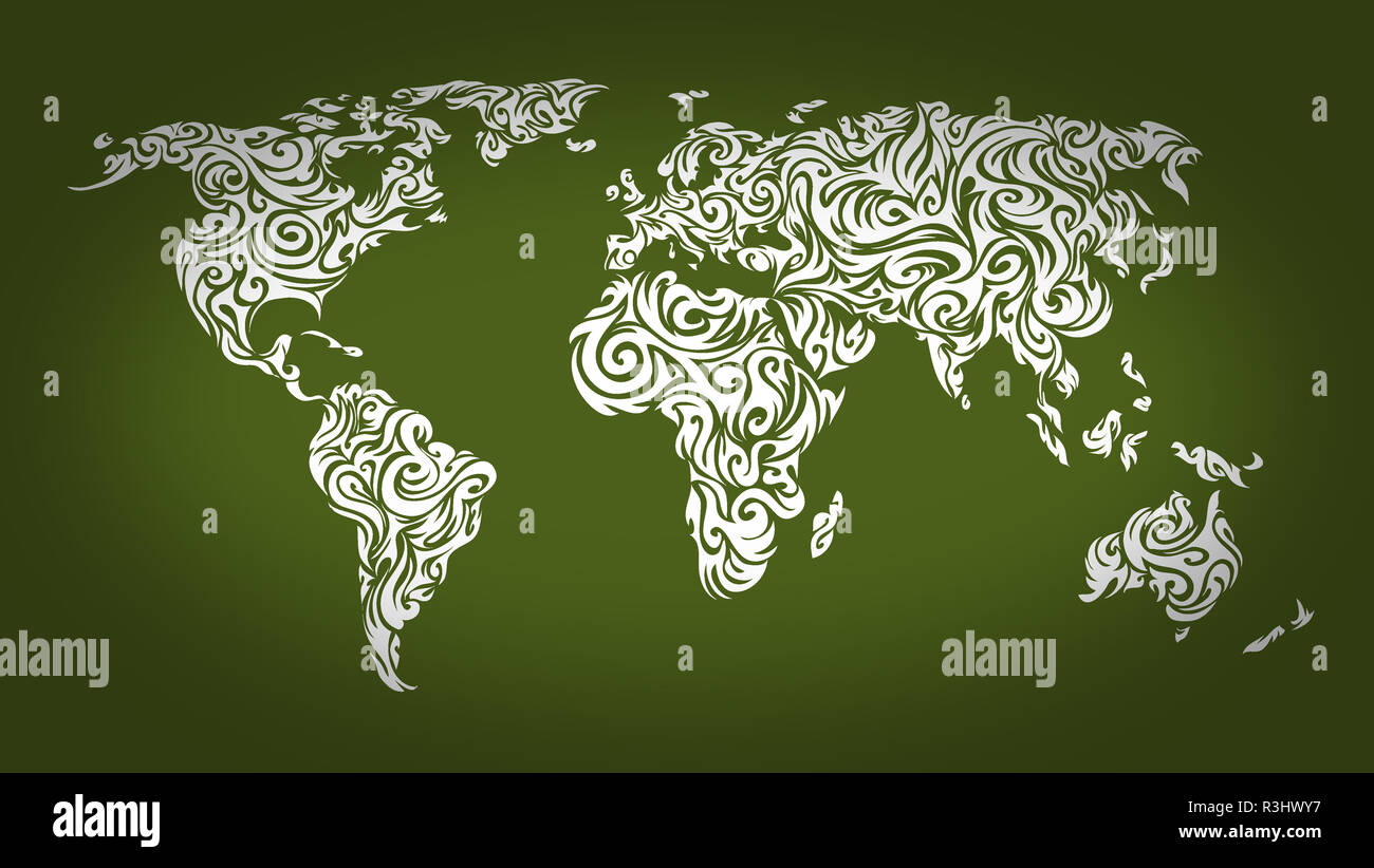 ornament world map Stock Photo - Alamy
