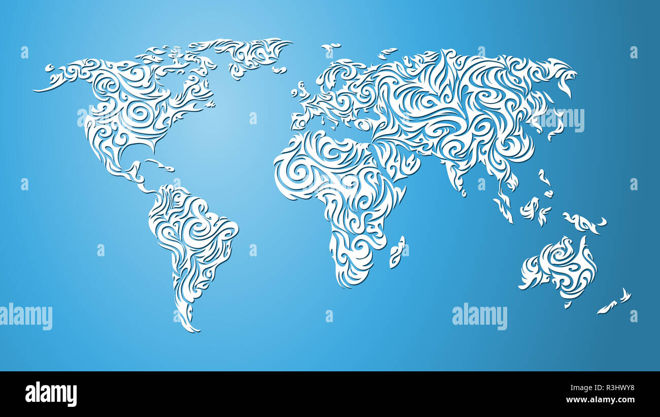ornament world map Stock Photo - Alamy