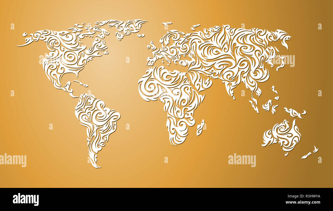 ornament world map Stock Photo - Alamy