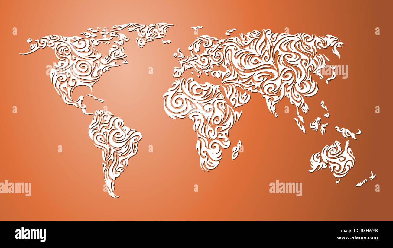 ornament world map Stock Photo - Alamy