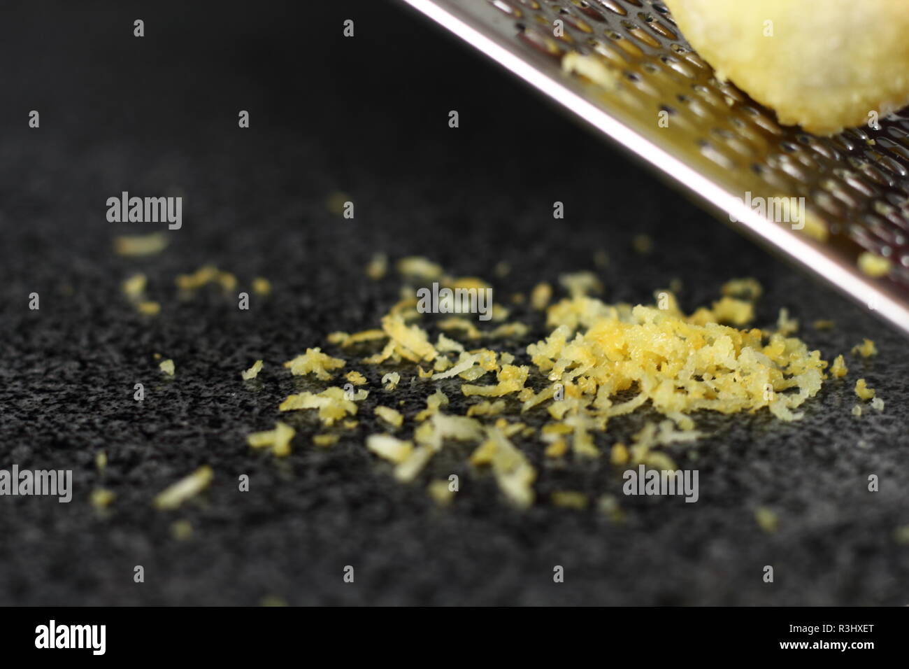 Grated lemon rind and grater. Making Shoofly Tart Series Stock Photo ...