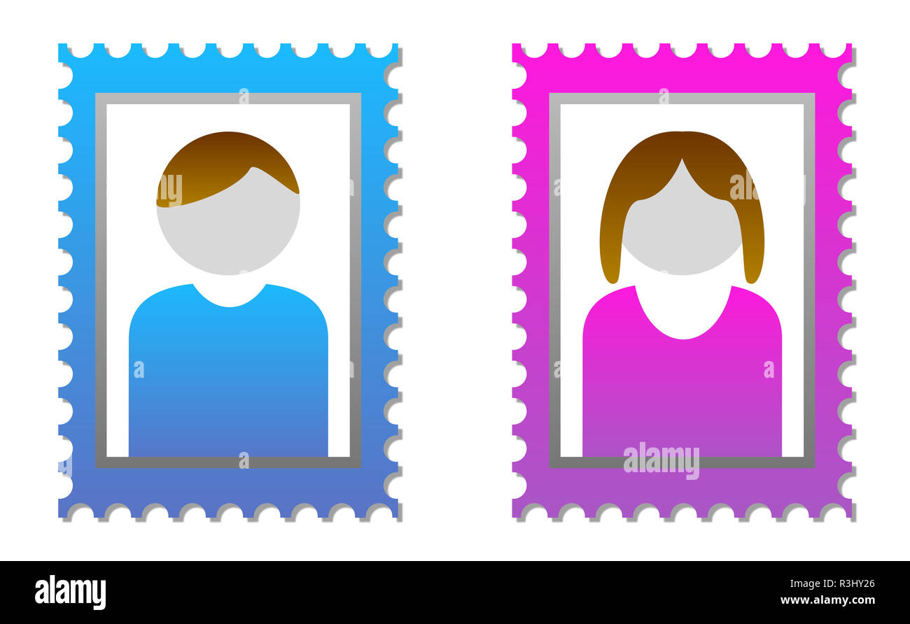2 placeholders for user pictures male and female Stock Photo - Alamy