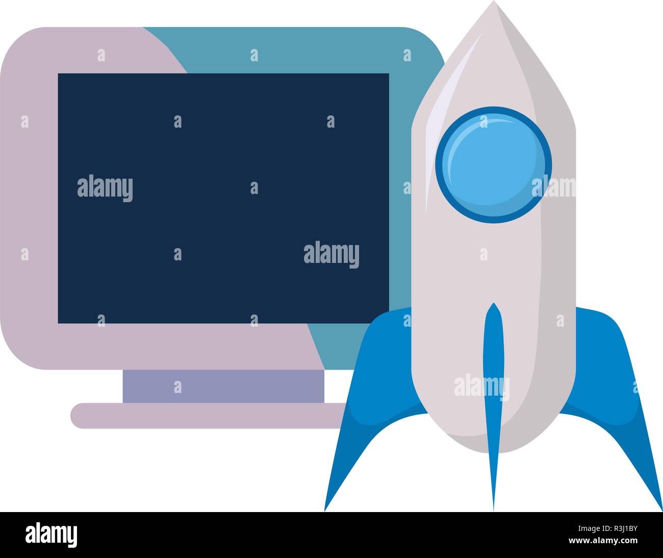computer rocket on white background vector illustration Stock Vector ...