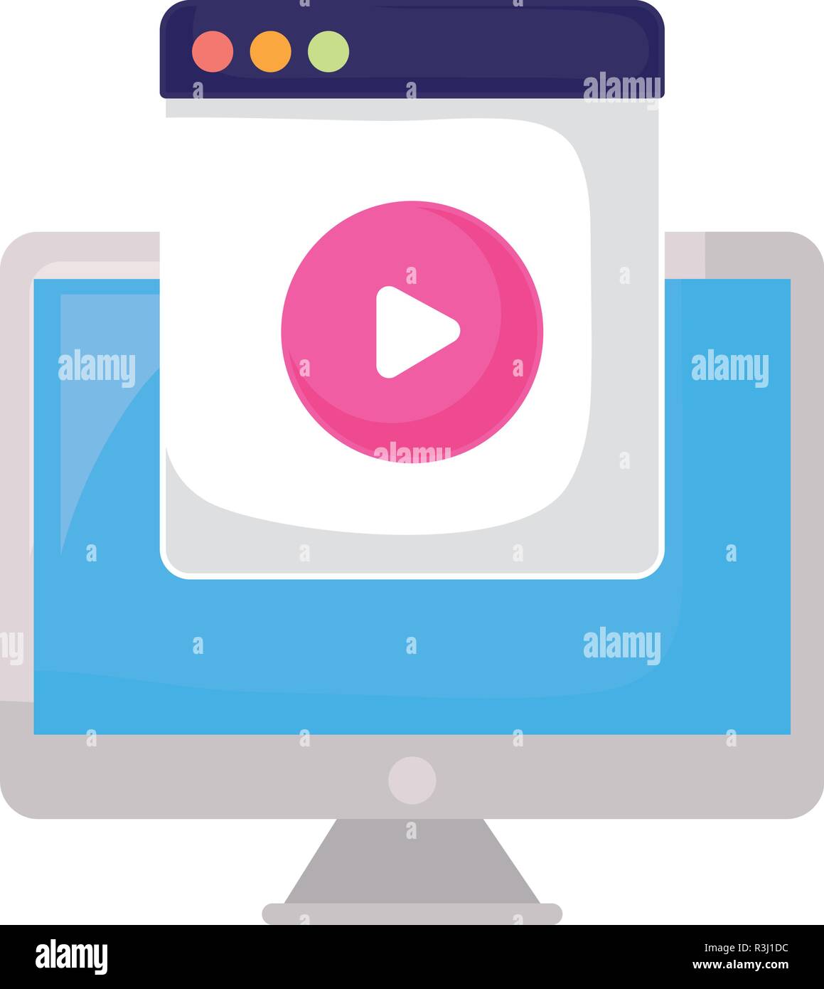 computer website video player button vector illustration Stock Vector ...