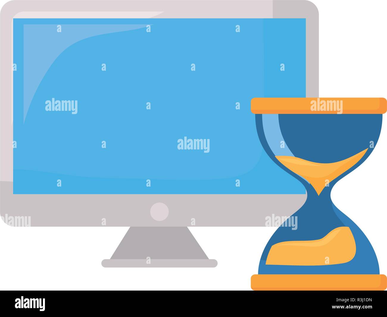 computer and hourglass on white background vector illustration Stock ...