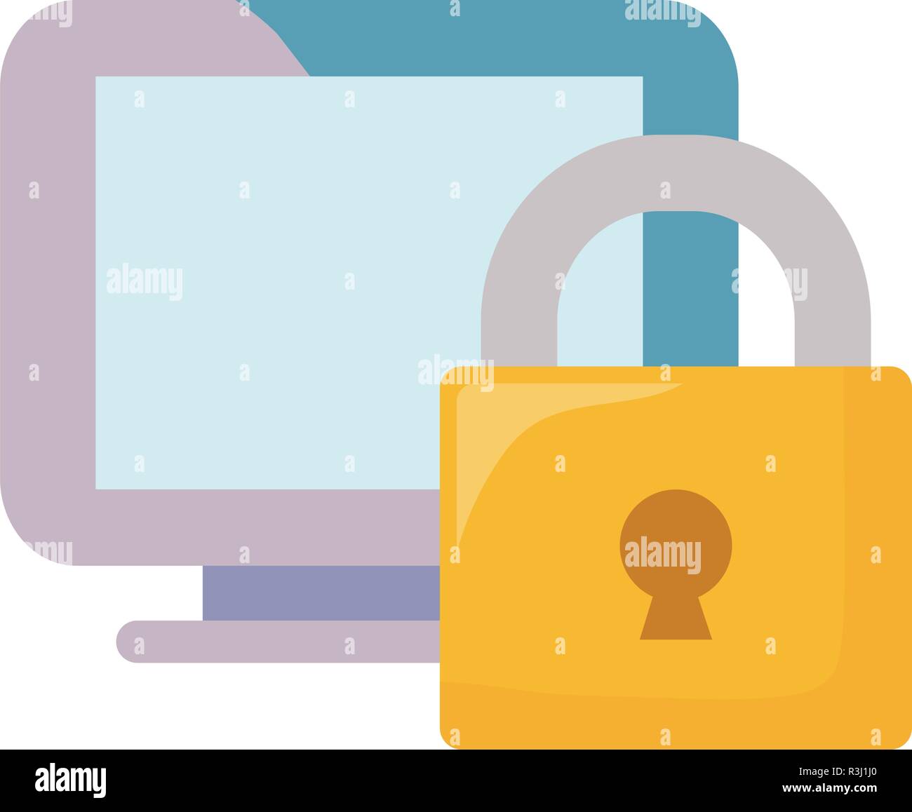 computer and padlock security data vector illustration Stock Vector ...
