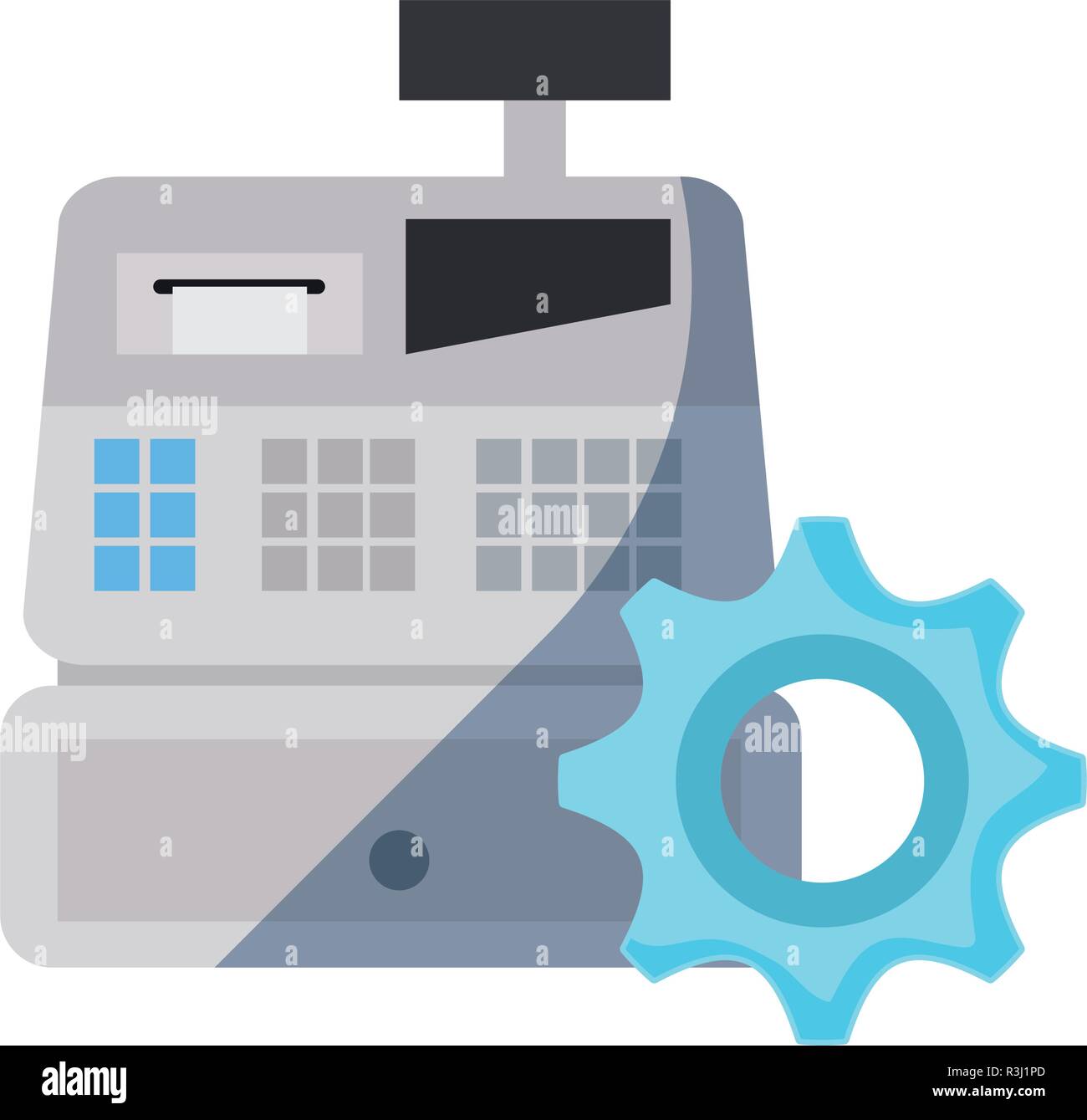 cash register and gear on white background vector illustration Stock ...