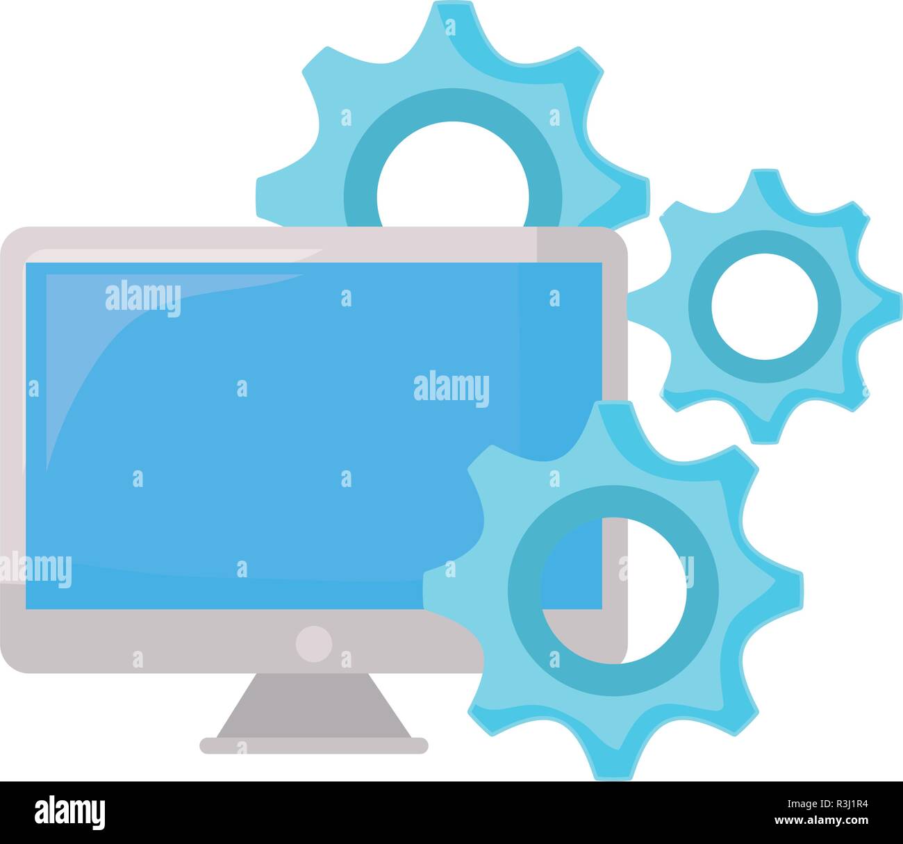 computer and gears settings on white background vector illustration ...