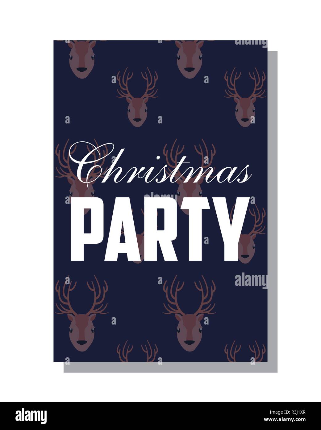 merry christmas party frame deer background vector illustration Stock ...