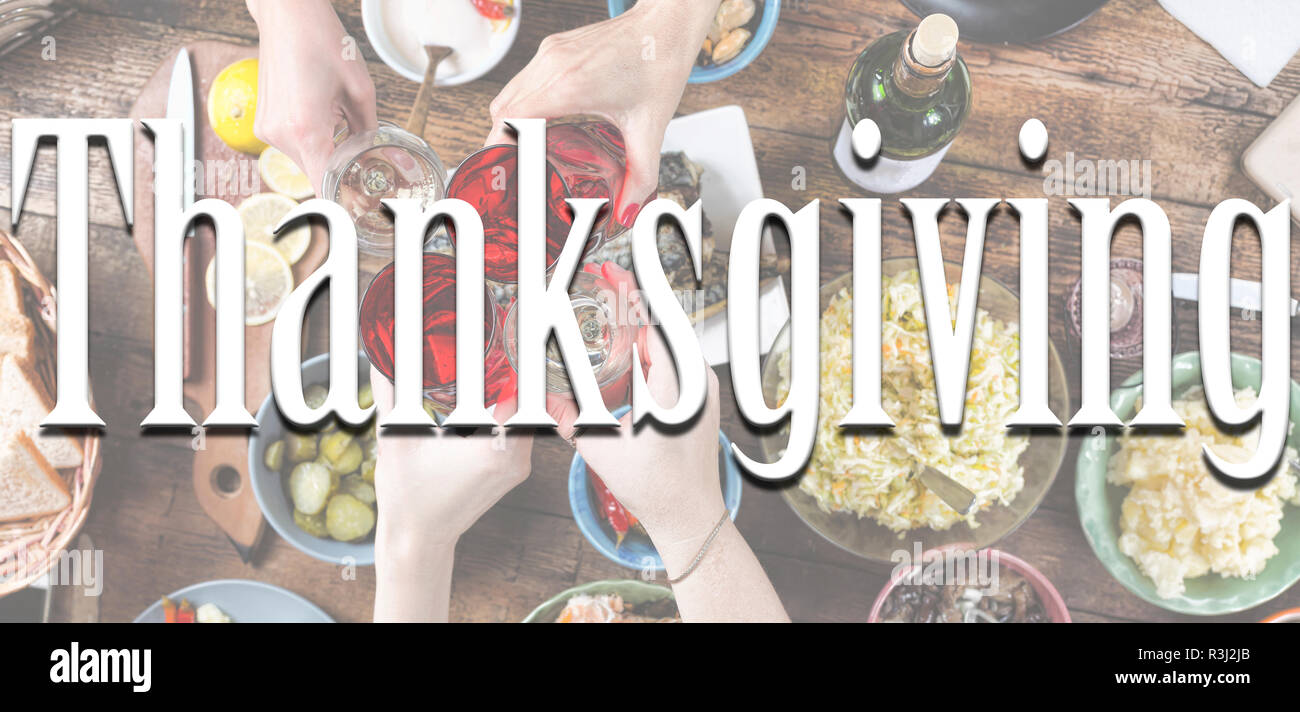 Thanksgiving background. Salute with toast glasses of punch in ...