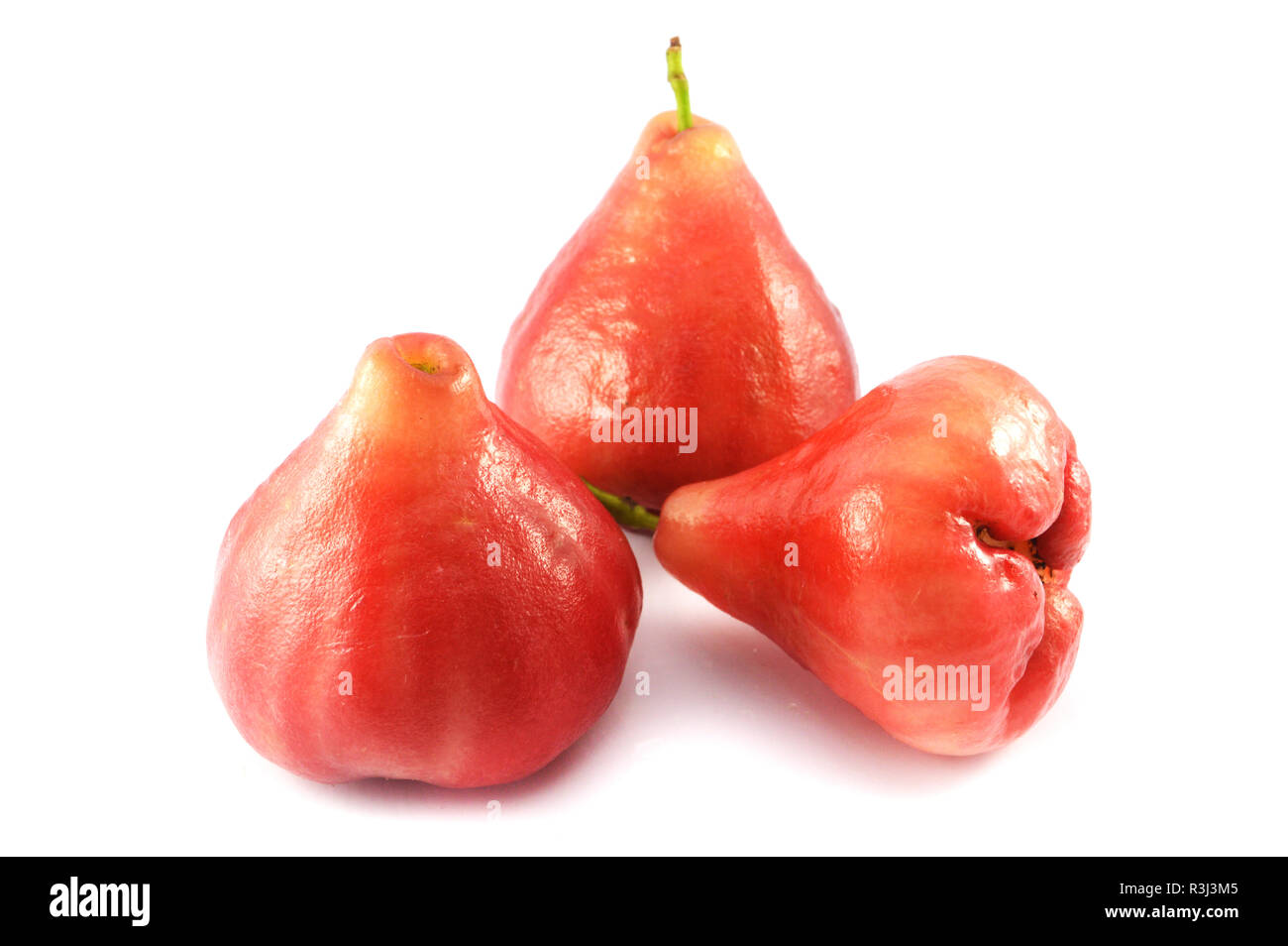 three rose apple on a white background Stock Photo - Alamy