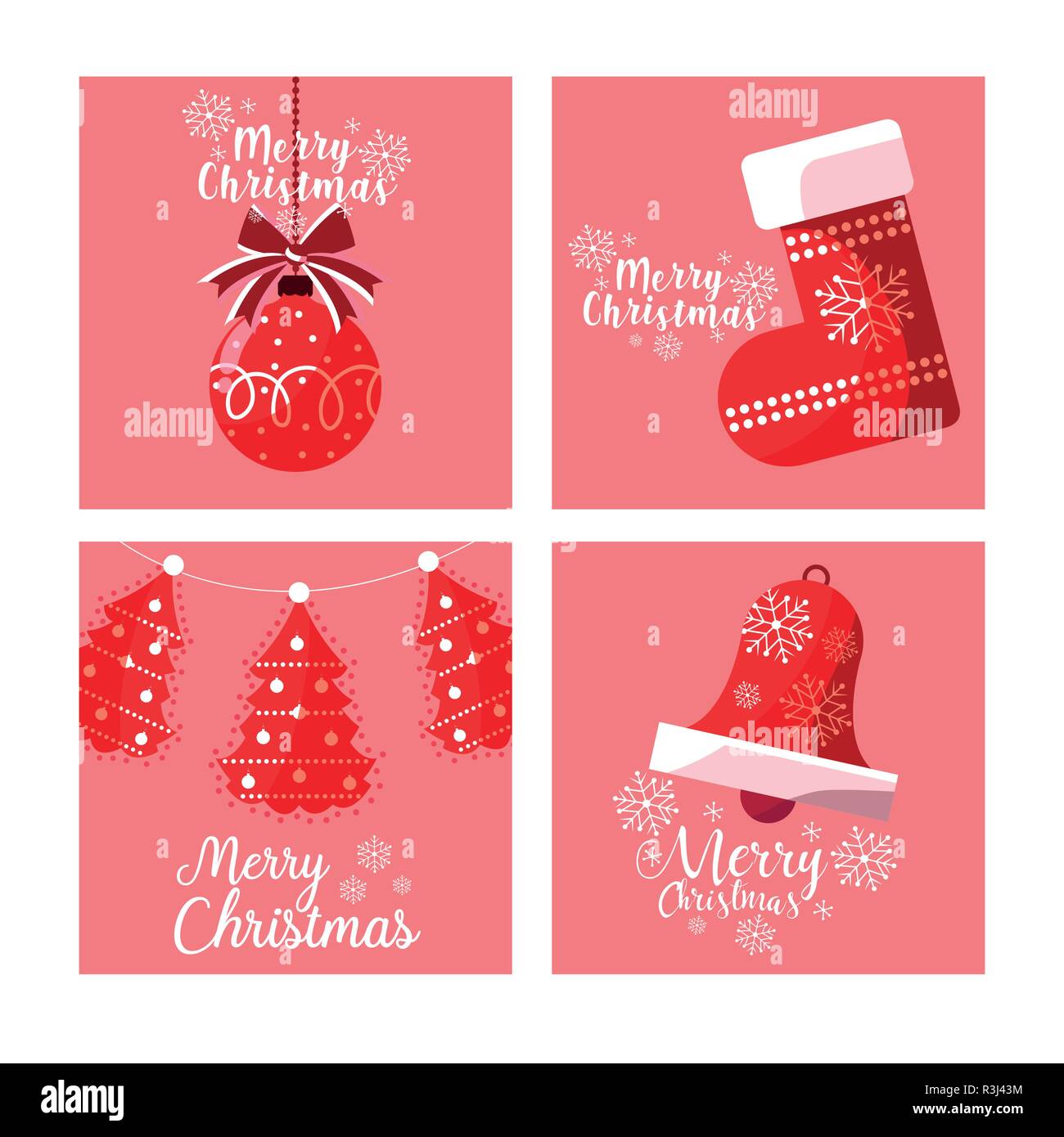 set of icons decoratives merry christmas vector illustration design ...