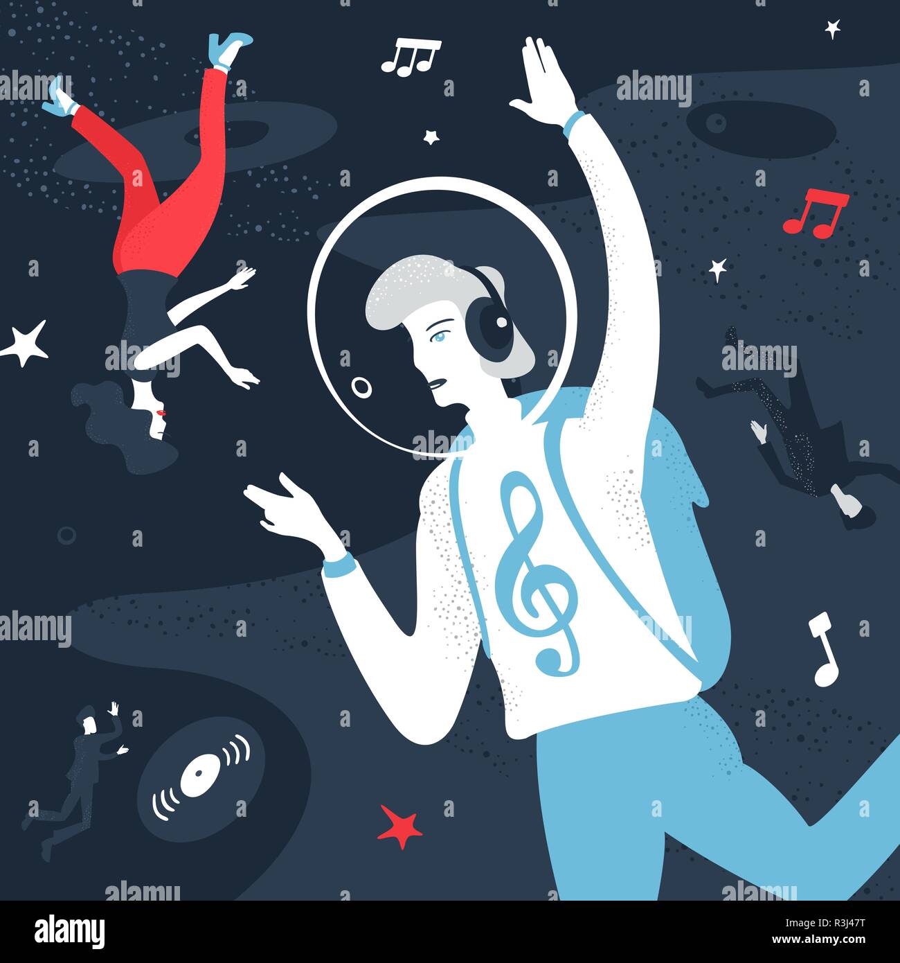 Vector illustration Party In Space Cartoon Style Stock Vector Image ...