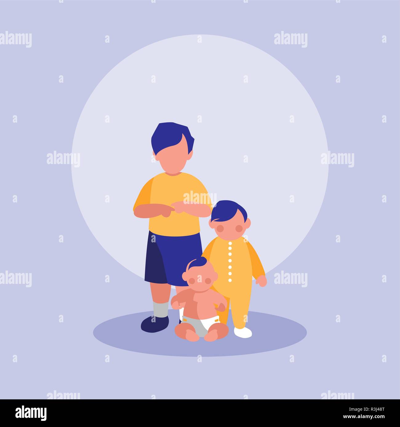 group of little boys characters vector illustration design Stock Vector ...