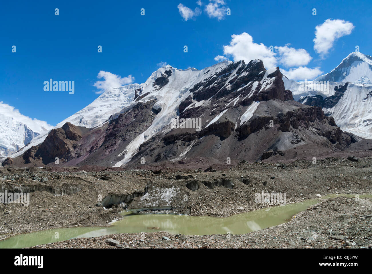 Engilchek Glacier and Khan Tengri Mountain, Central Tian Shan Mountain ...