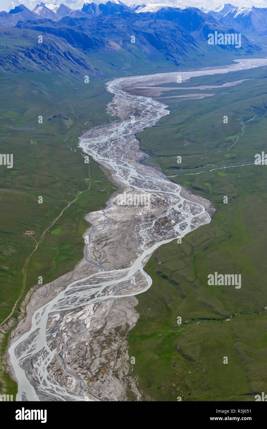 Aerial view over the Central Tian Shan Mountain range, Border of ...