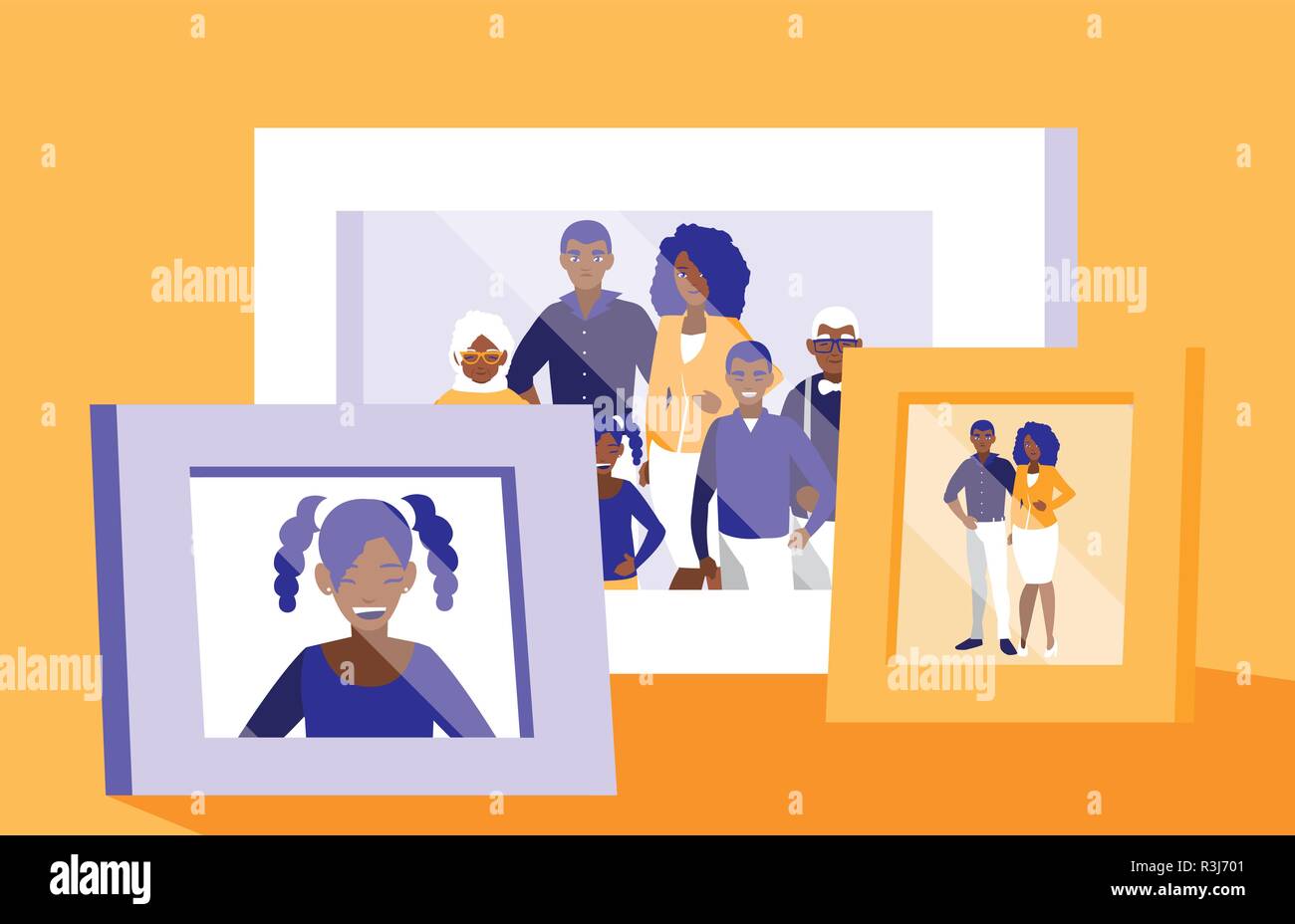 portrait of black family picture vector illustration design Stock ...