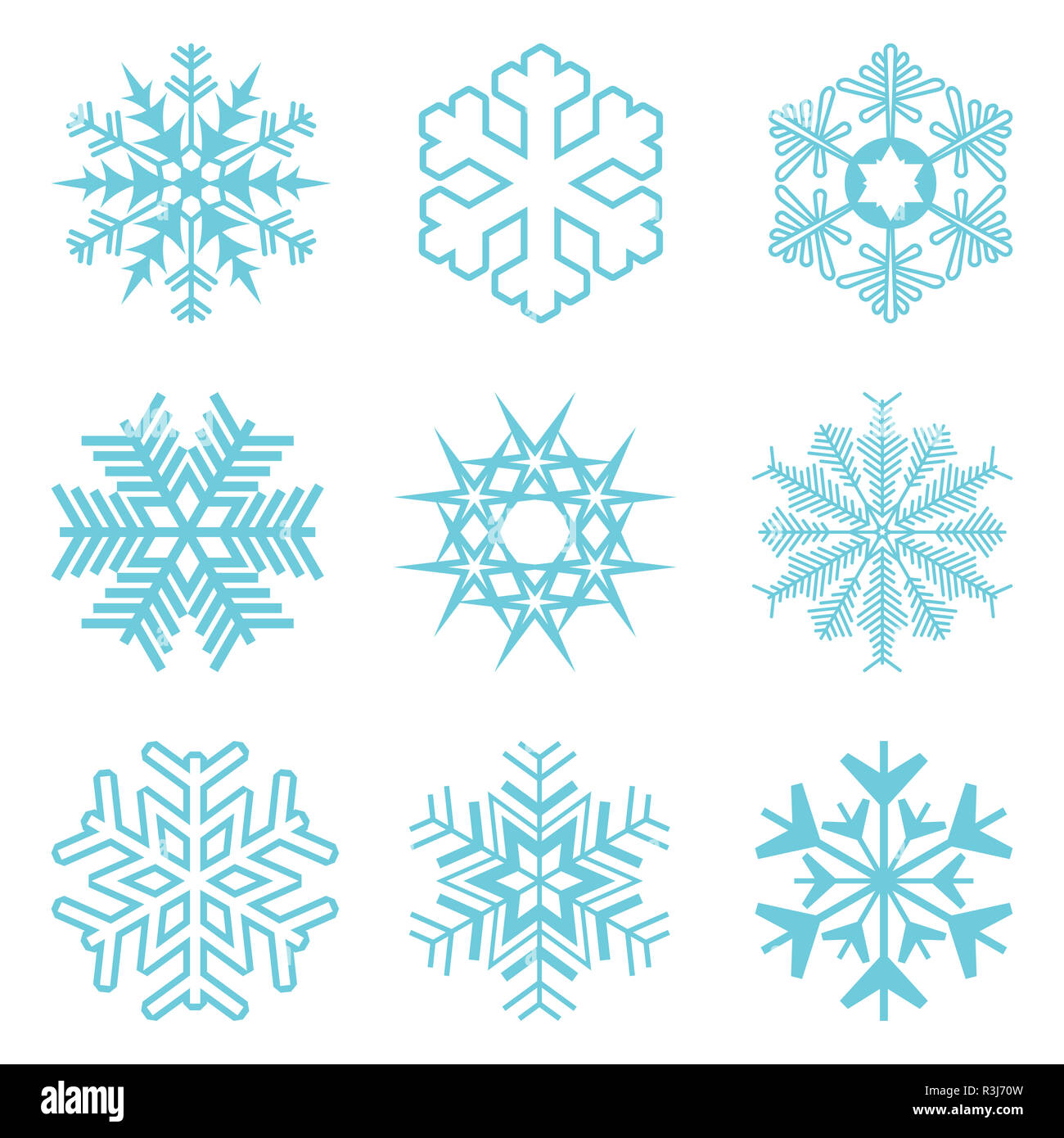 collection of different blue snowflakes Stock Photo - Alamy