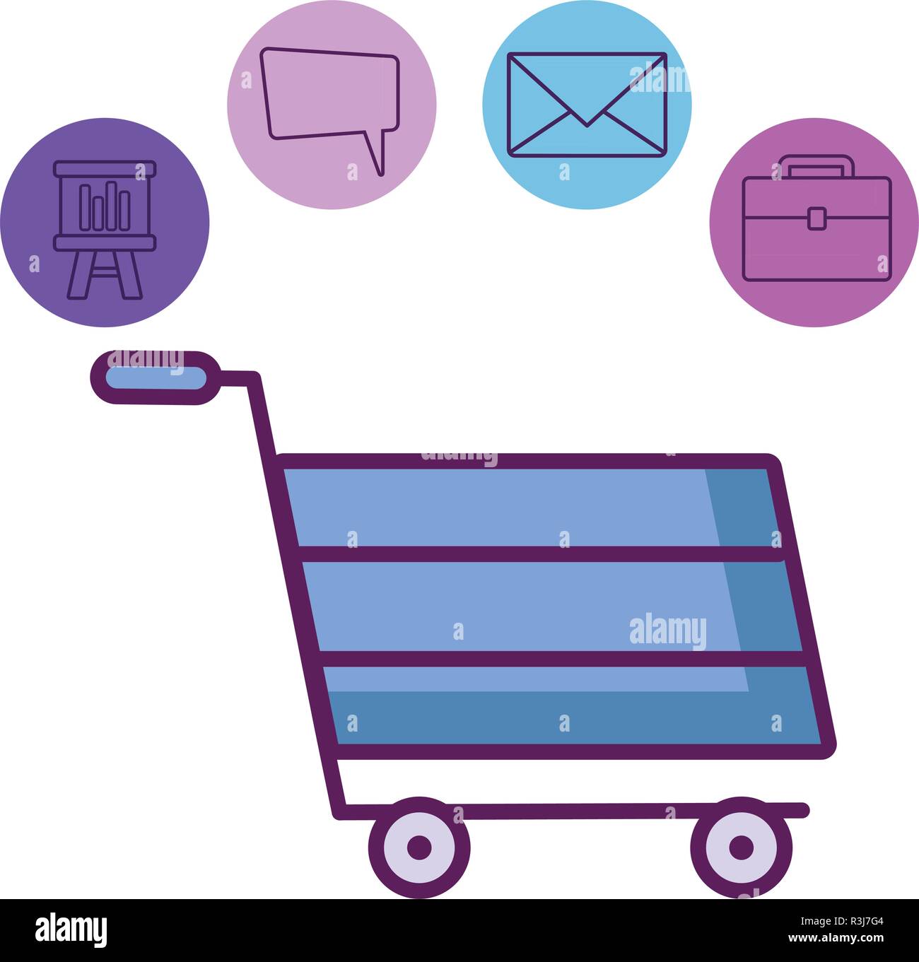 shopping cart and related icons around over white background, vector ...