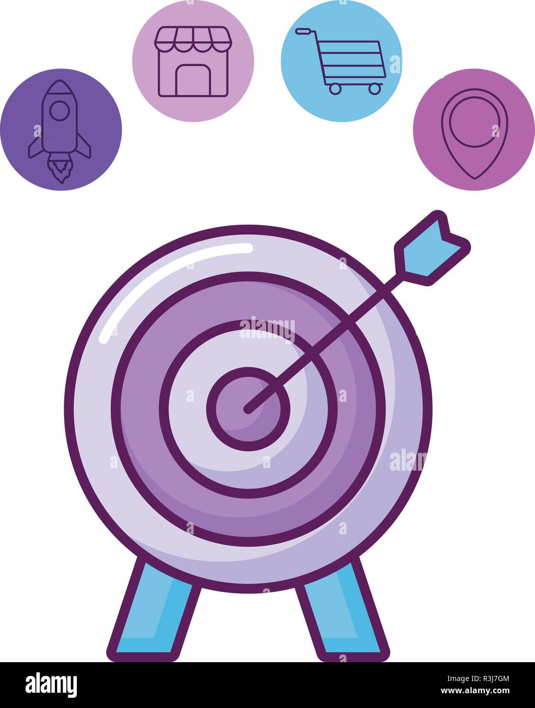 target and digital marketing related icons over white background ...